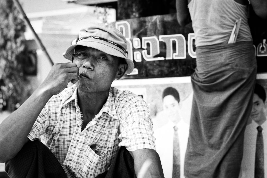 [Pyay, Myanmar] Man Biting On A Toothpick | Photo by awazo.com