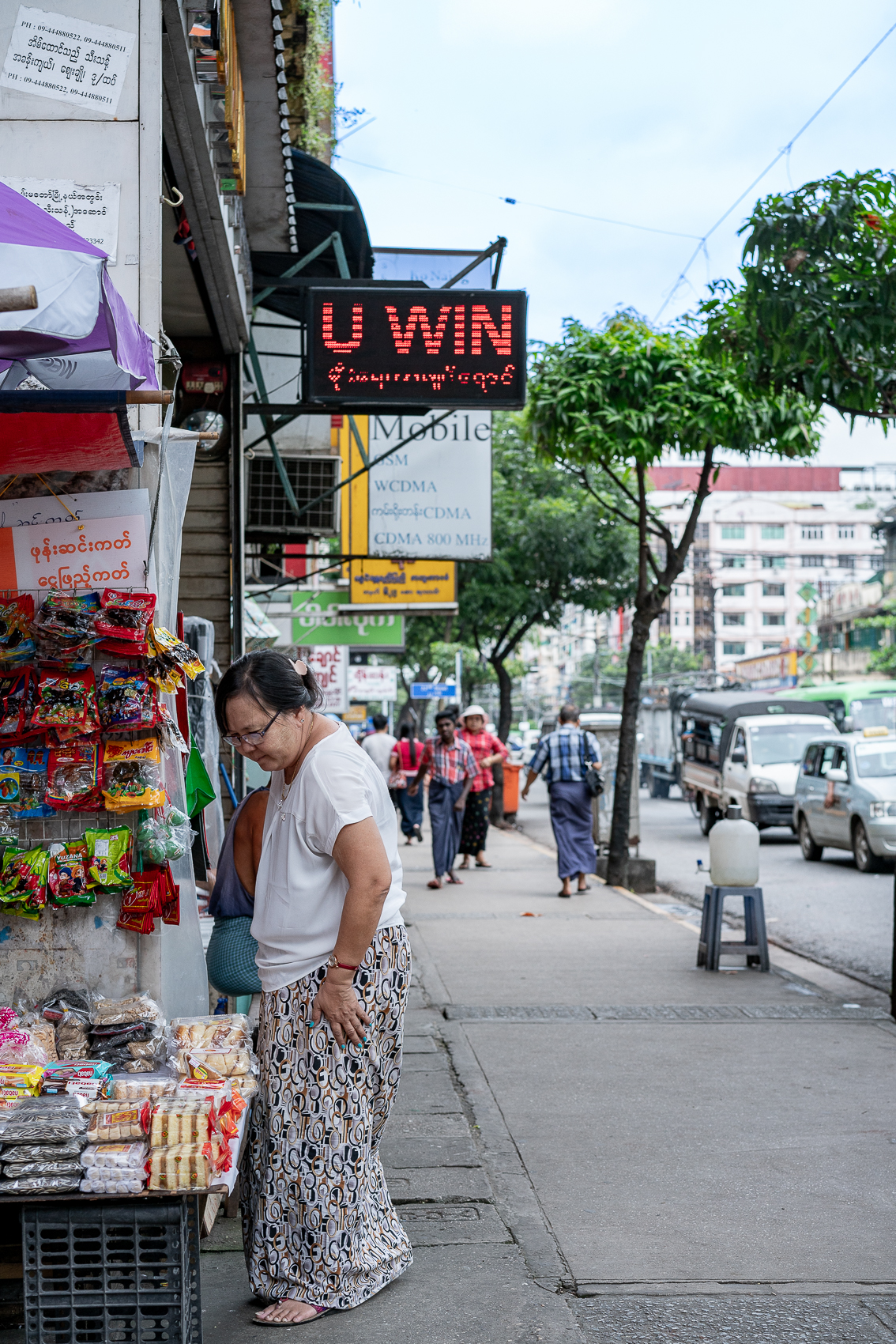 [Yangon, Myanmar] The Stores Lining The Main Street, Where Sidewalks ...