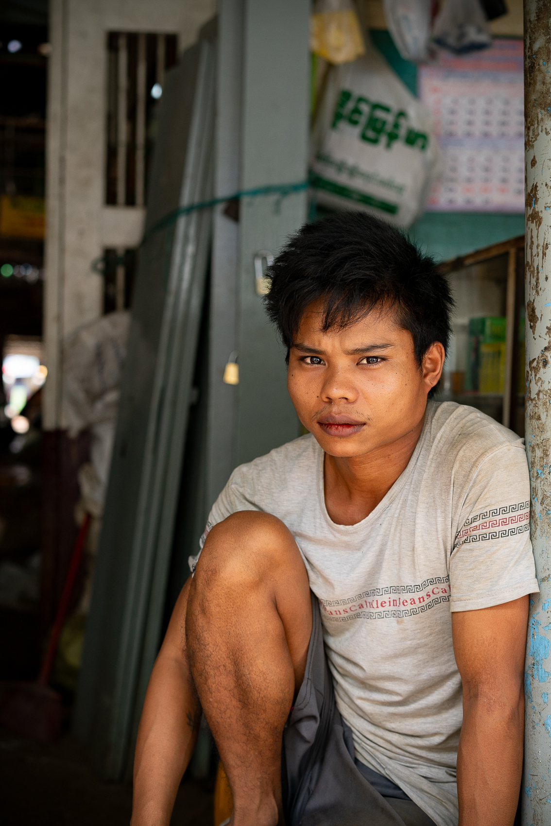 [Yangon, Myanmar] The Young Man Was Sitting At The Entrance To The ...