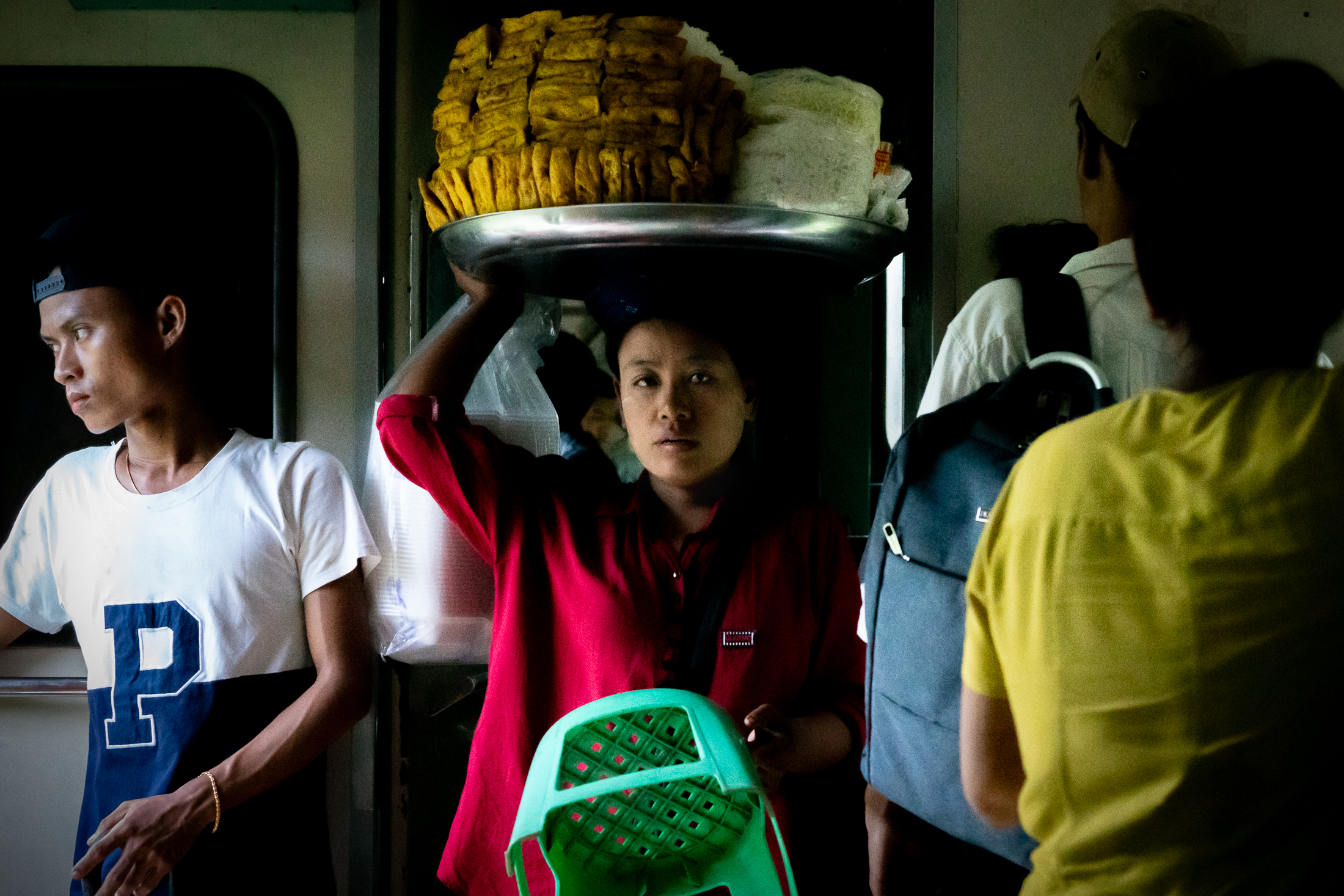 [Yangon, Myanmar] The Peddler With A Large Tray On Her Head Wandered ...